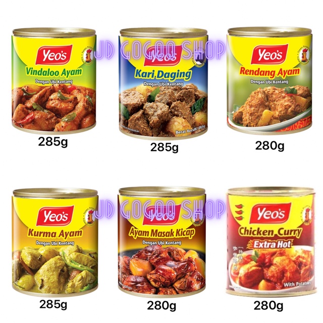 Yeo’s Canned Kari Ayam/Kari Daging/Kurma Ayam/Vindaloo Chicken/Beef Curry/Rendang Chicken/Ayam ...