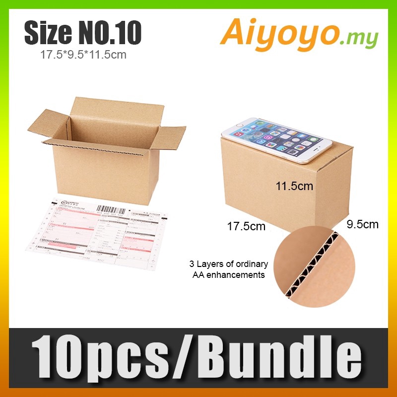 10pcs/BUNDLE Plain Carton Box No.10 Kotak Bungkusan Kosong Packaging ...