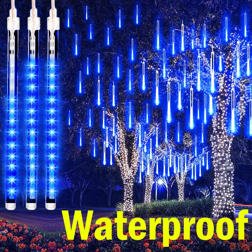Waterproof 3.5M LED Meteor Shower Rain Lights, Falling Raindrop Fairy ...