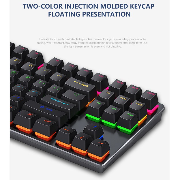 ♚RGB Leaven RGB 87 Keys Mix Keycap Color True Mechanical Gaming ...