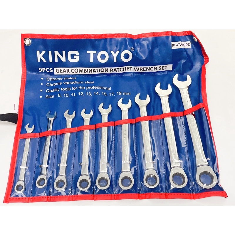KING TOYO 9PC FLEXIBLE SOCKET & OPEN WRENCH SET / REVERSIBLE ...