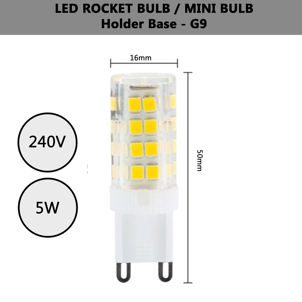 3H Lampu Mentol LED Mini Kapsul G4/G9/E12/E14 [1.5W/5W/7W] Rocket ...
