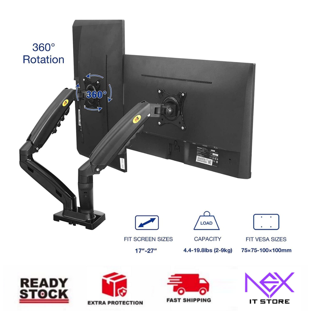 Dual Monitor Desk Mount Stand Full Motion Swivel Computer Monitor Arm ...