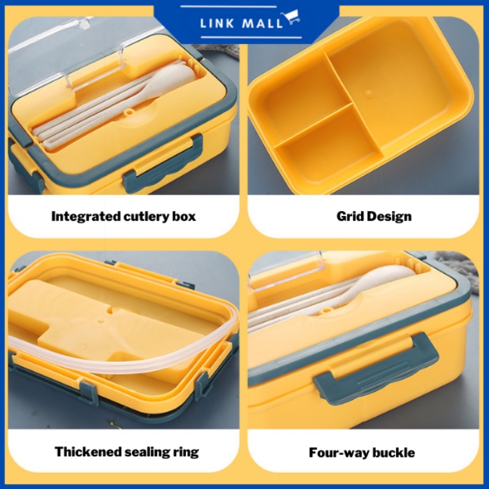 Microwavable Bento Box Layer Lunch Box Storage Container School Office ...