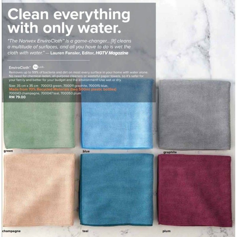 Original Norwex Enviro Cloth(35cm FREE 10g Norwex Detergent) | Shopee ...