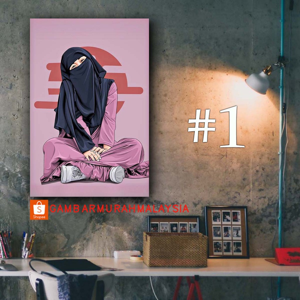 🔥FRAME INCLUDED🔥 Girl Niqab , Burqa , canvas frame , poster frame ...
