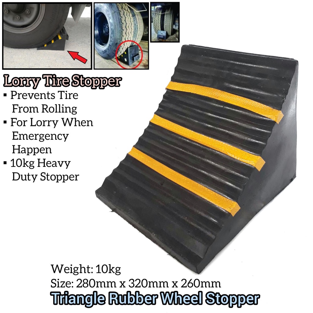 Antislip Large Triangle 10kg Rubber Tyre Road Wheel Stopper For Lorry ...