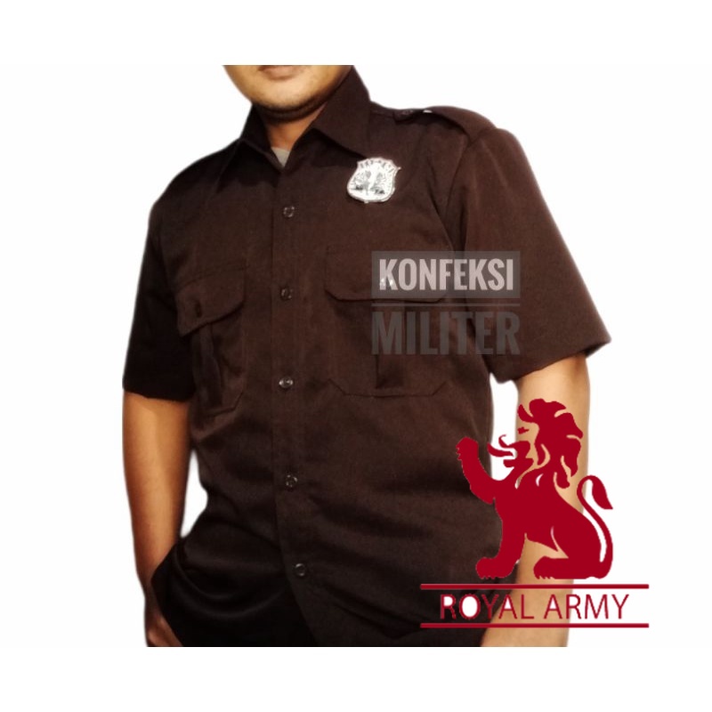 Security guard short-sleeved brown safari uniform, dark brown, latest ...