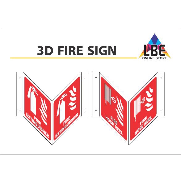 Fire Rescue Equipment 3D Sign (Fire Extinguisher, Fire Hose Reel & Fire ...