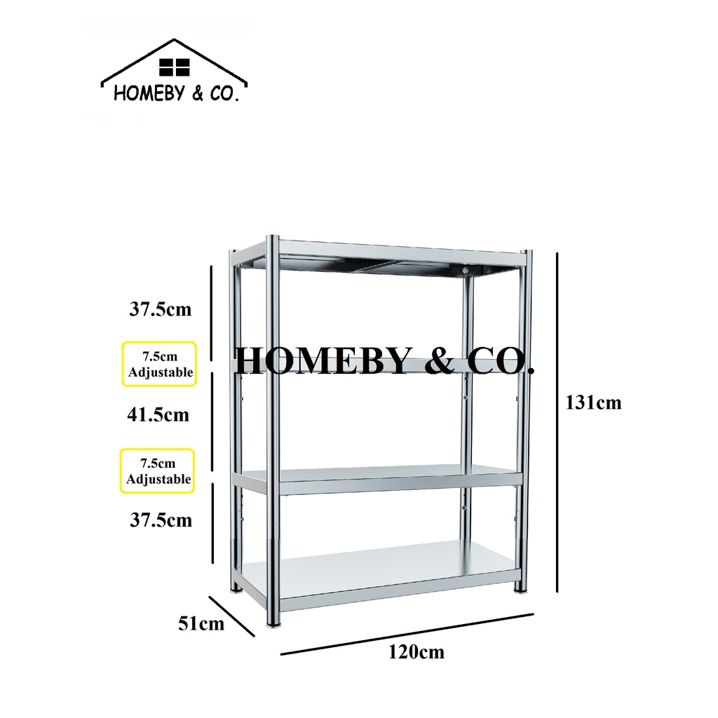 HOMEBY Stainless Steel Kitchen Storage Rack Shelf / Rak Dapur / Rak ...