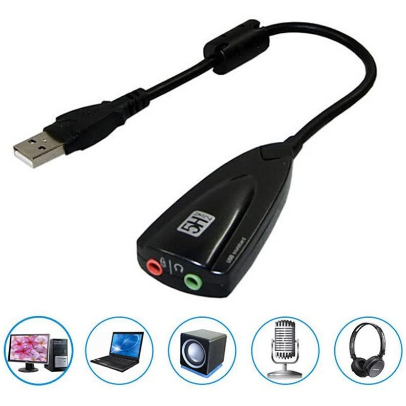 🇲🇾 External USB Sound Card 7.1 Adapter 5HV2 USB to 3D CH Sound ...