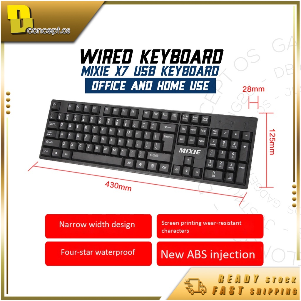 MIXIE X7 WIRED USB KEYBOARD UNIVERSAL KEYBOARD 104 KEYS WITH NUMBER ...
