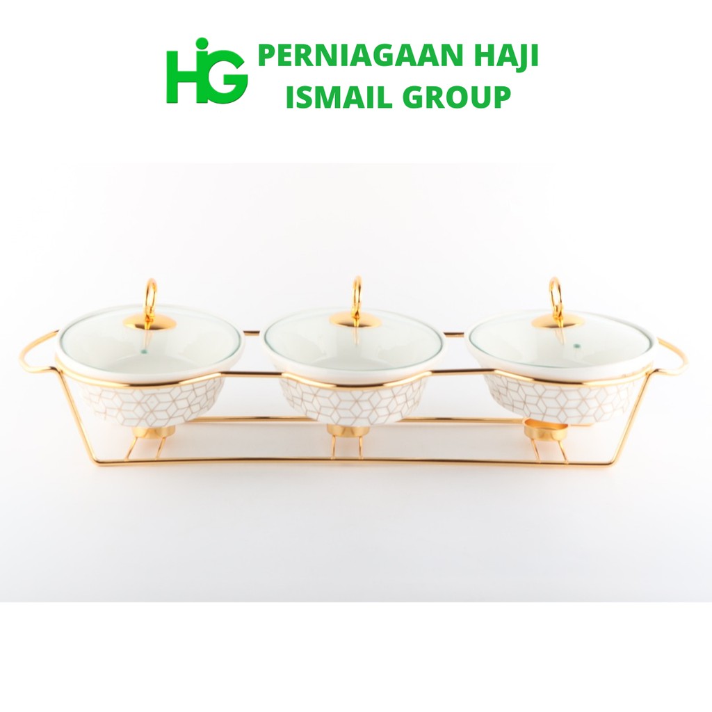 HIG TRIPLE OVAL PORCELAIN WARMER WITH METAL RACK - CX2533-3A | Shopee ...