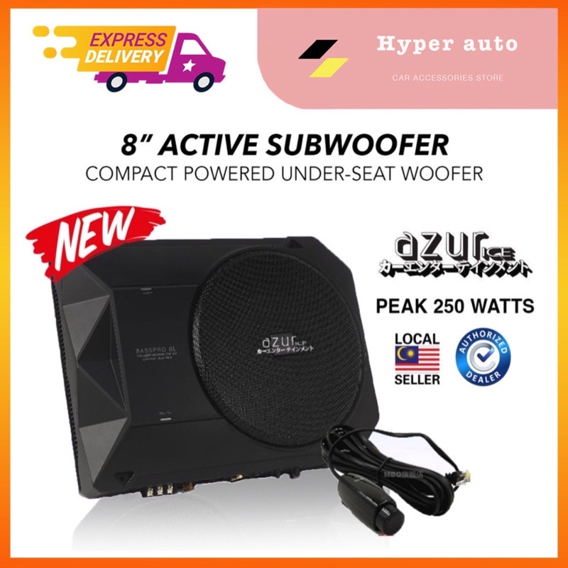 AZUR ICE Basspro 8 inch compact powered underseat active subwoofer ...