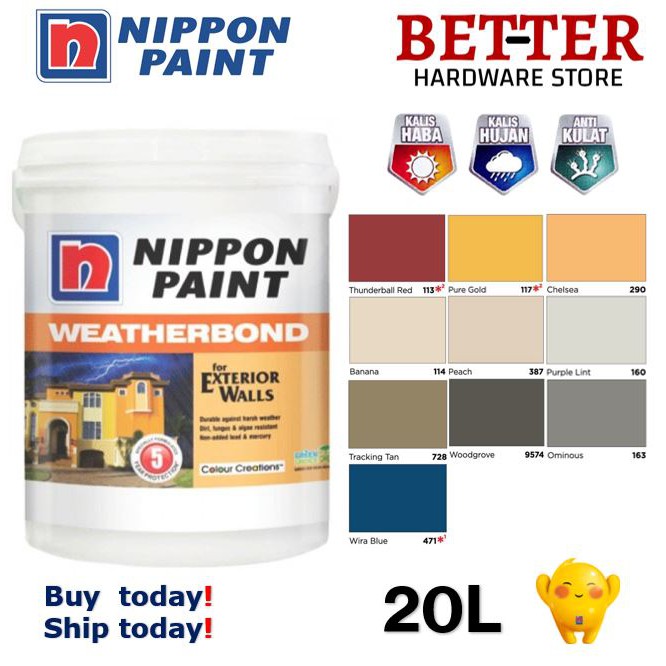 🔥Ready Stock🔥 20L WEATHERBOND NIPPON PAINT 113 114 117 160 163 290 387 ...