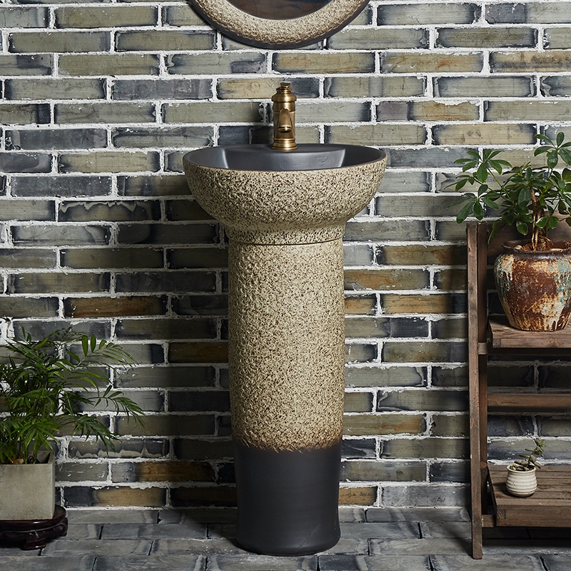 wlEdge Painting Vertical Wash Basin Column Type Column Basin Ceramic ...