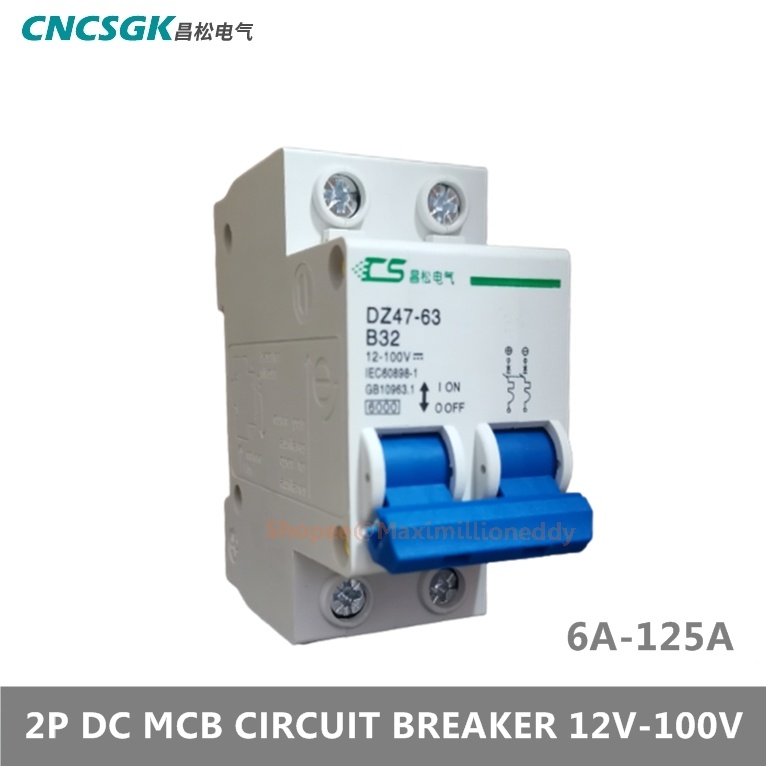 DC MCB 2Pole Circuit Breaker For Solar System Battery 6A - 125A 12V 24V ...