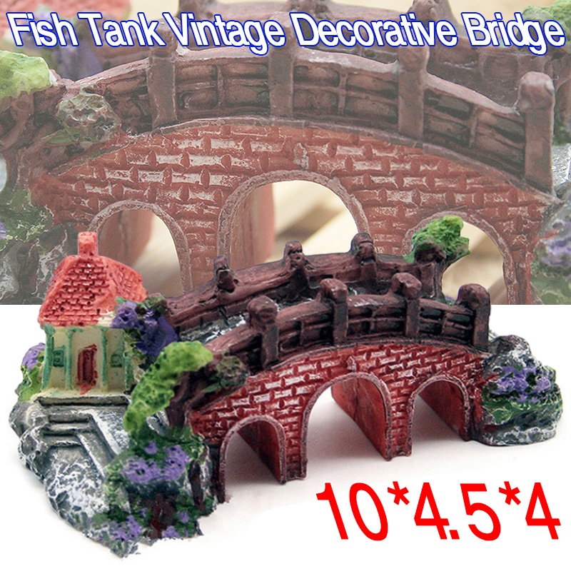 Aquarium Fish Tank Vintage Decorative Bridge Landscape Pavilion Tree ...