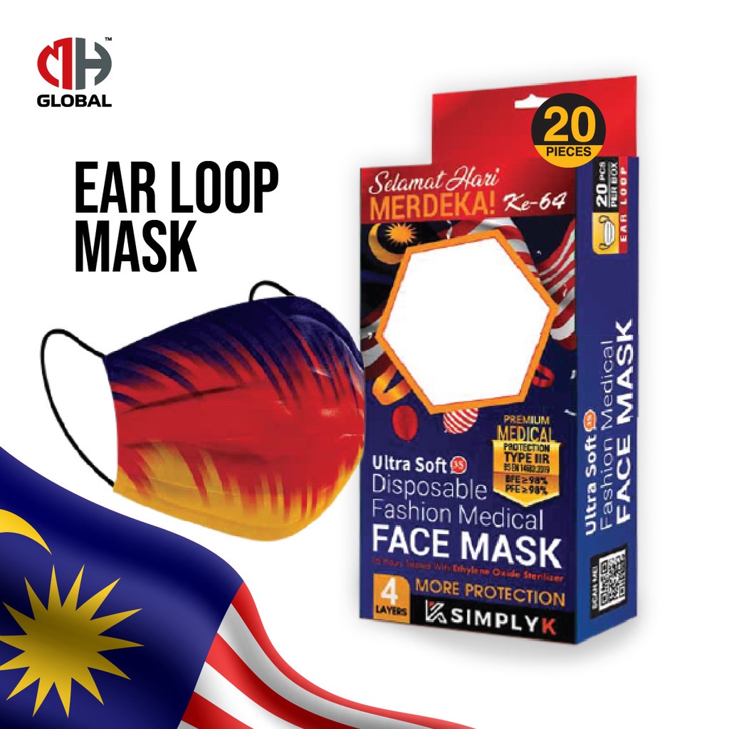 [READY STOCK] SIMPLY K MERDEKA 2021 Earloop 4Ply Premium Medical Face ...