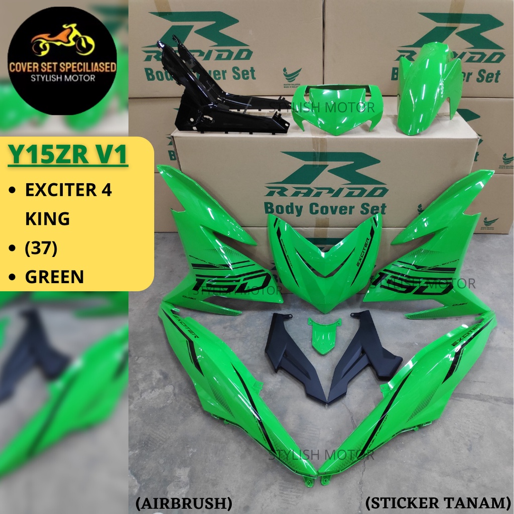 (STICKER TANAM/AIRBRUSH) RAPIDO COVER SET Y15ZR V1/V2 EXCITER 4 KING (37) GREEN | Shopee Malaysia