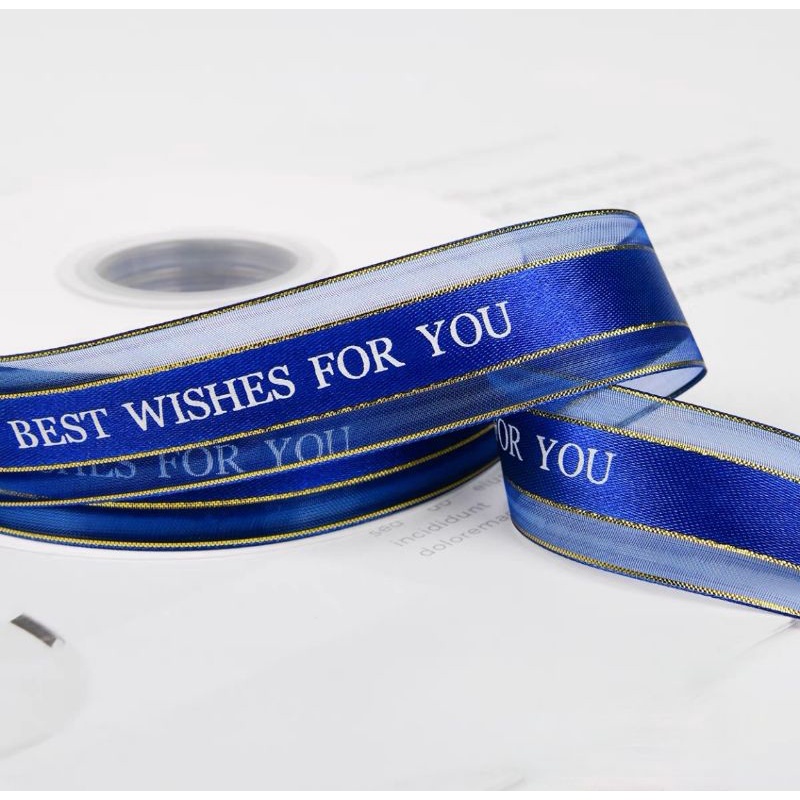 2.5cm Best Wishes For You Ribbons for Gift Cake Box Flower Bouquet ...
