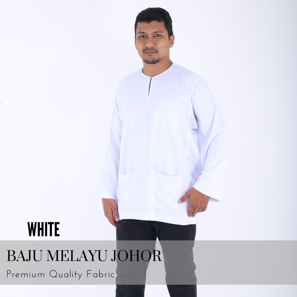 BAJU MELAYU JOHOR (BAJU SAHAJA) SAIZ 2XL & 3XL KAIN PEARL SKIN | Shopee ...