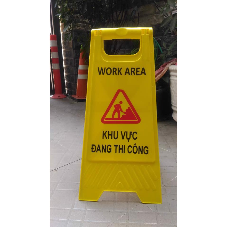 A-shaped plastic warning sign - Pay attention to the working area ...