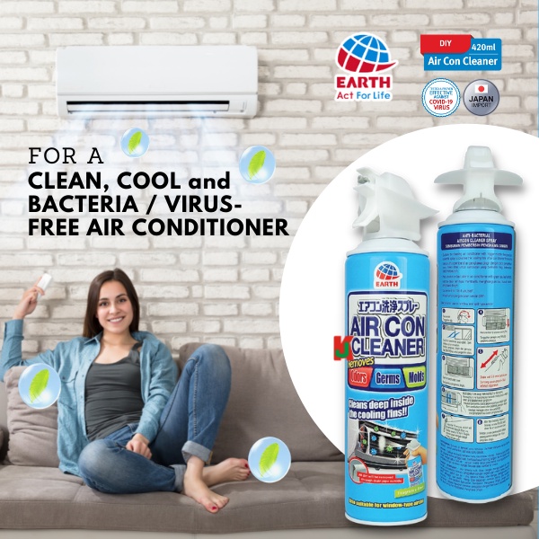 [ORIGINAL] ''EARTH'' Air-Con Cleaner Spray Anti-Bacterial 420ml冷气清洁剂 ...