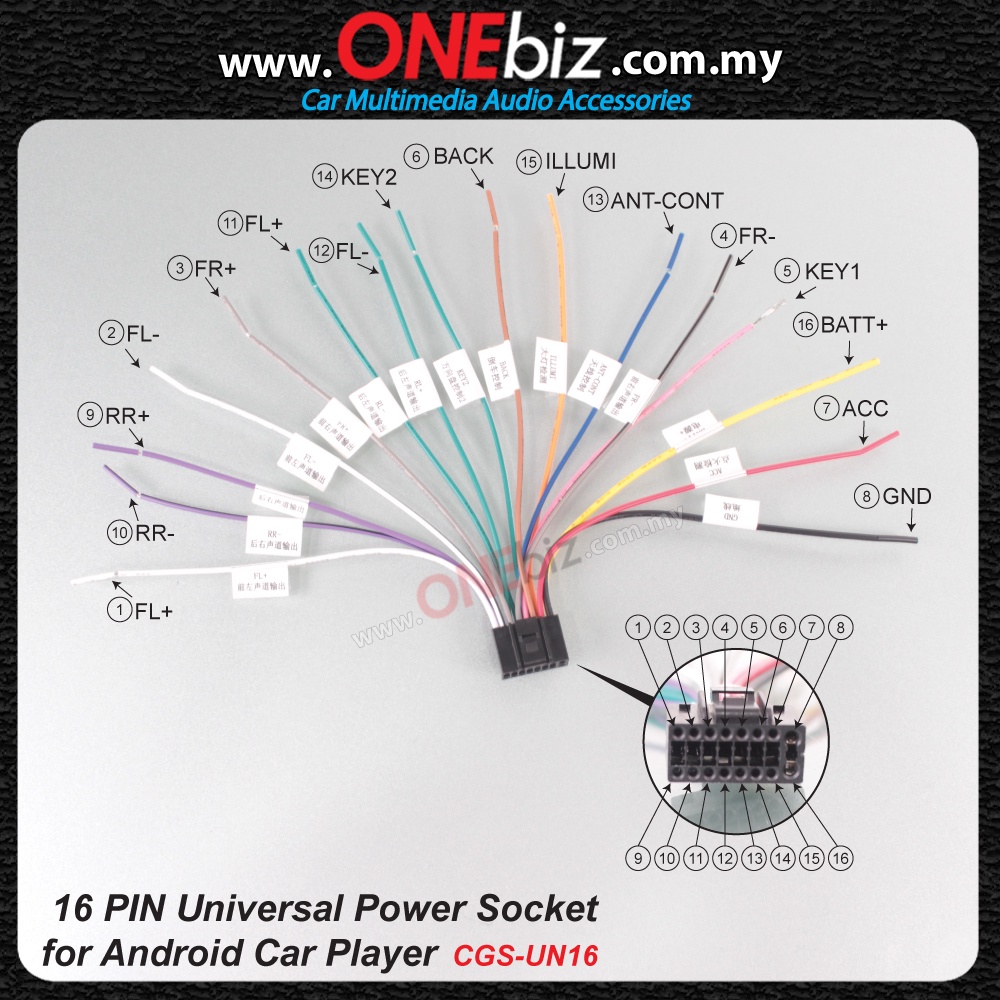 16 PIN Universal Power Socket for Android Car Player CGS-UN16 | Shopee ...