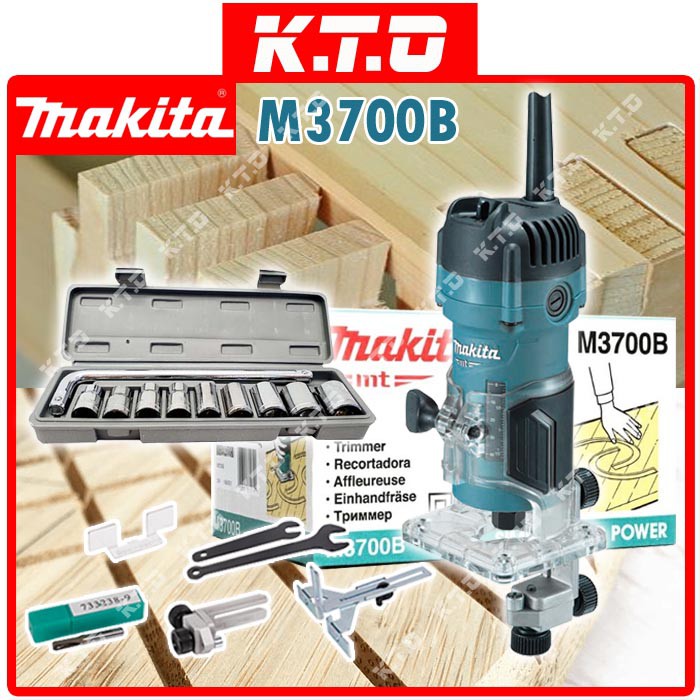 MAKITA M3700B WOOD TRIMMER ROUTER 6MM 530W + FREE 1SET 10PCS SPANNER ...