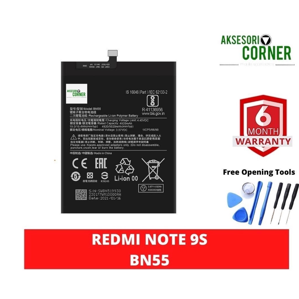 REDMI NOTE 9S BATTERY BATERI BN55 | Shopee Malaysia