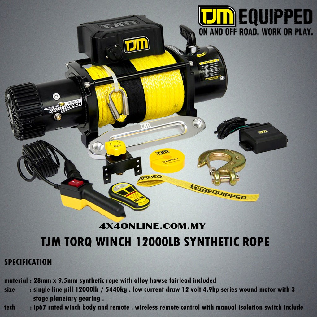 TJM TORQ WINCH 12000LB SYNTHETIC ROPE | Shopee Malaysia
