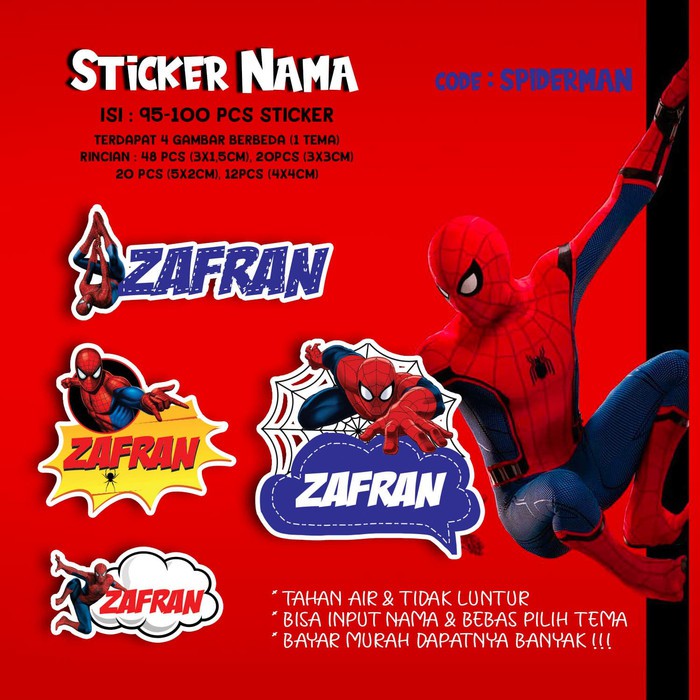 Spiderman / SPIDER MAN Character Name Label Sticker / Sticker | Shopee ...
