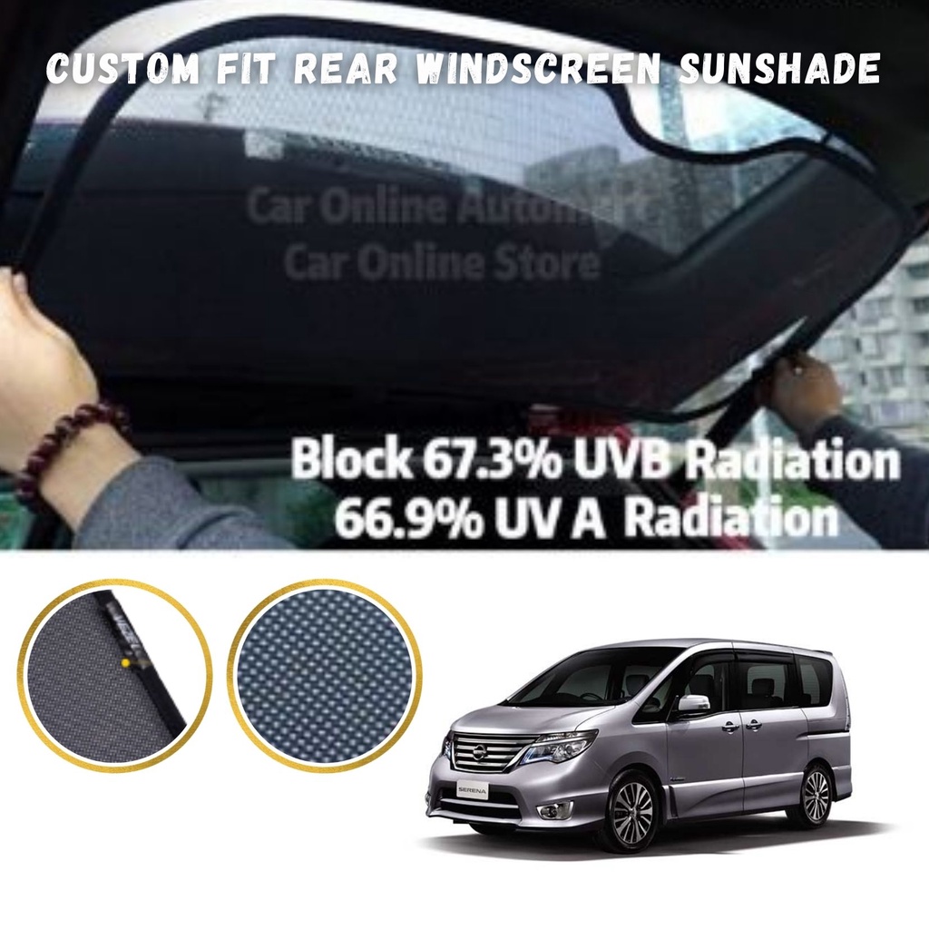 Custom Fit OEM Rear Windscreen Sunshade Block 67.3% UVB & 66.9% UVA radiation (1 pcs) For Nissan ...