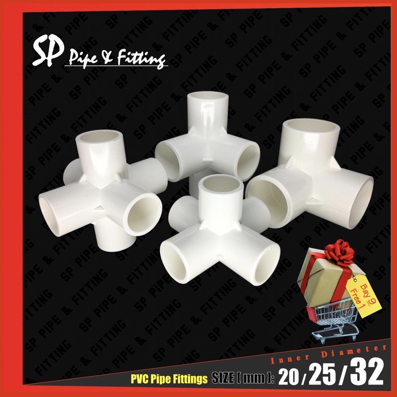 PVC PIPE FITTING PENYAMBUNG PAIP PVC FITTING PIPE FITTING JOINT CONNECTOR 3 WAY 4 WAY 5 WAY 6WAY ...
