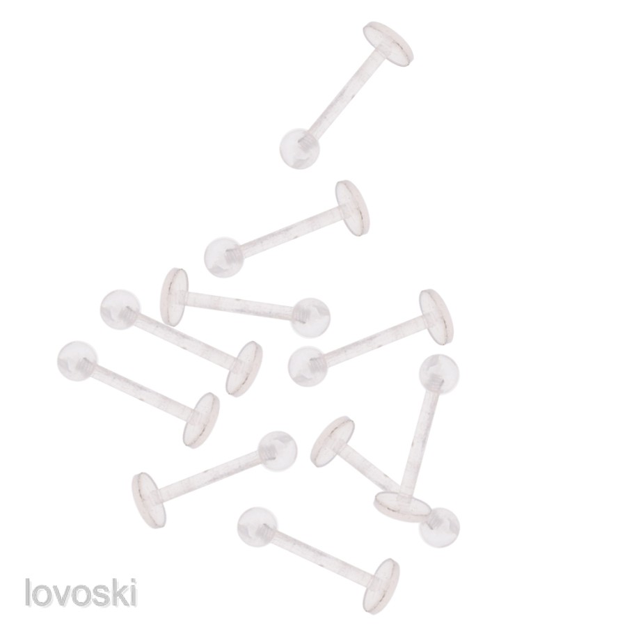 [lovoskiMY] 10PCS Transparent Acrylic Bar Labret Lip Rings Piercing ...