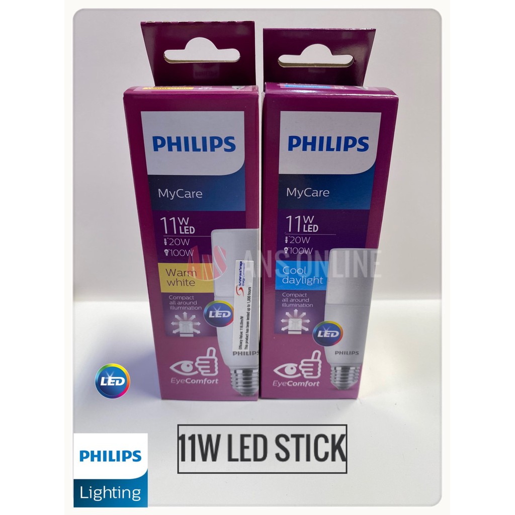 PHILIPS MYCARE E27 11W LED STICK (3000k & 6500k) (Warm white & Cool daylight) | Shopee Malaysia