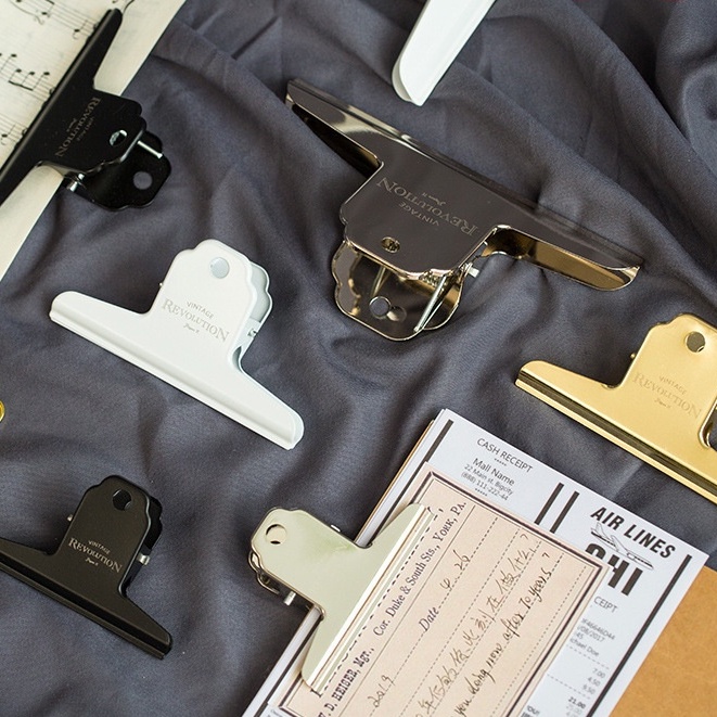 Techo Metal Paper Binder Clip Large Vintage Letter Receipt File Journal ...