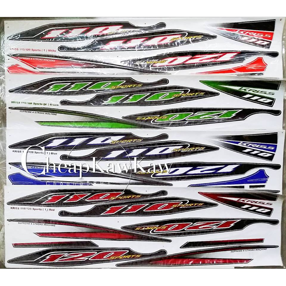 KRISS 110 / 120 SPORT ( 1 ) Body Cover Set Stripe Sticker - White ...