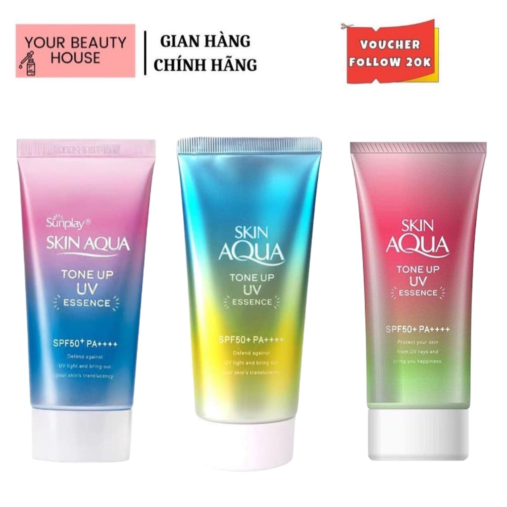 [Rohto] Skin Aqua Tone Up UV Essence Sunscreen SPF50+ 80g | Shopee Malaysia