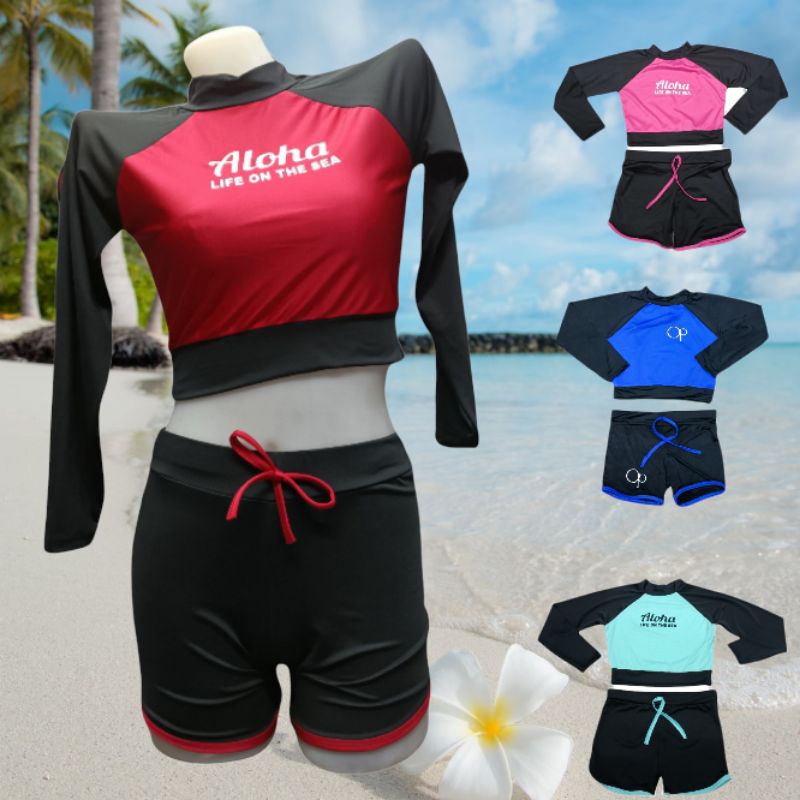 CROP TOP FOR TEENS COMBINATION COLOR rashguard / rushguard / swimsuit ...