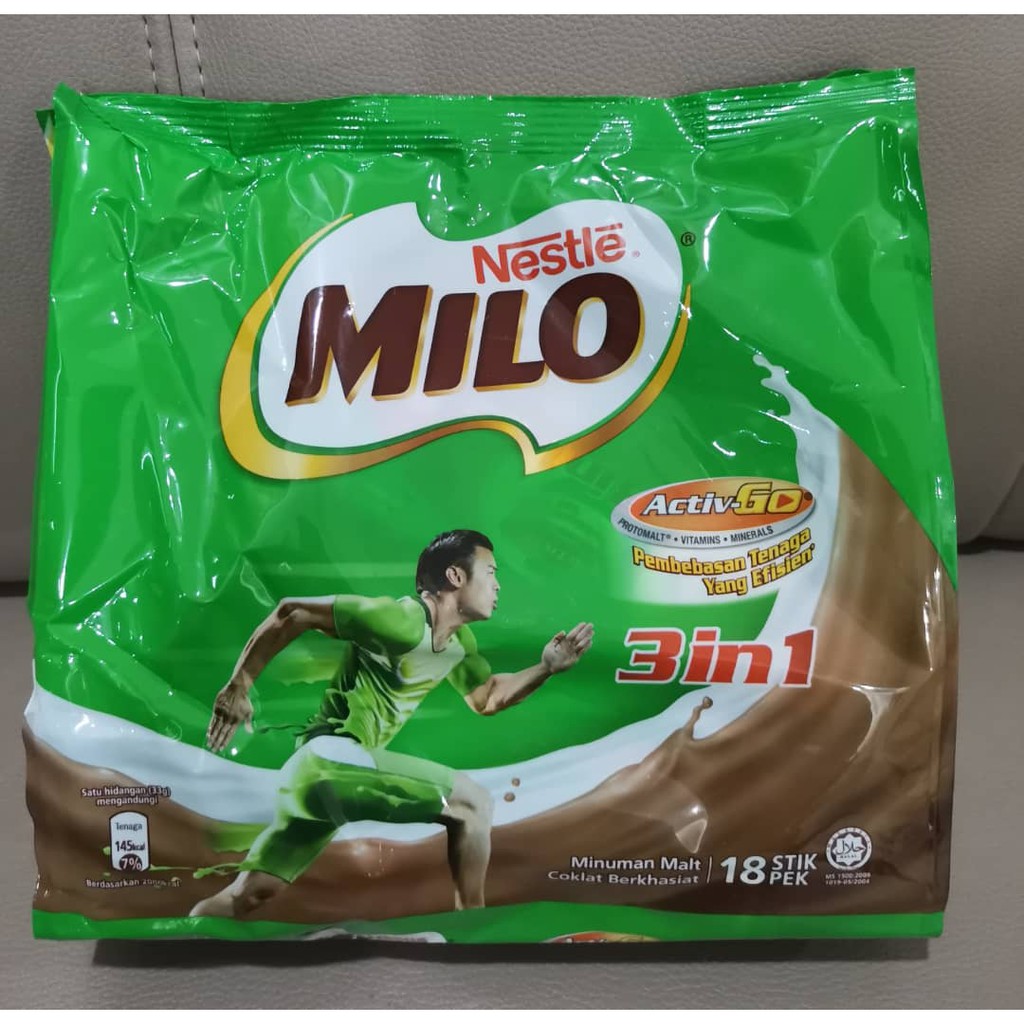 Nestle Milo 3 in 1 Activ-Go Chocolate Malt Drink (14 Stik Pek)&(14 Stik ...