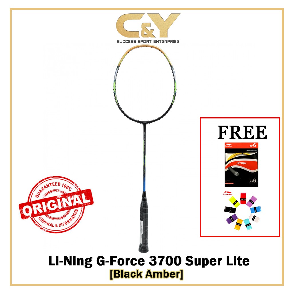 Li-Ning BADMINTON RACKET G-Force 3700 Super Lite (Free AP6 + Free Li ...