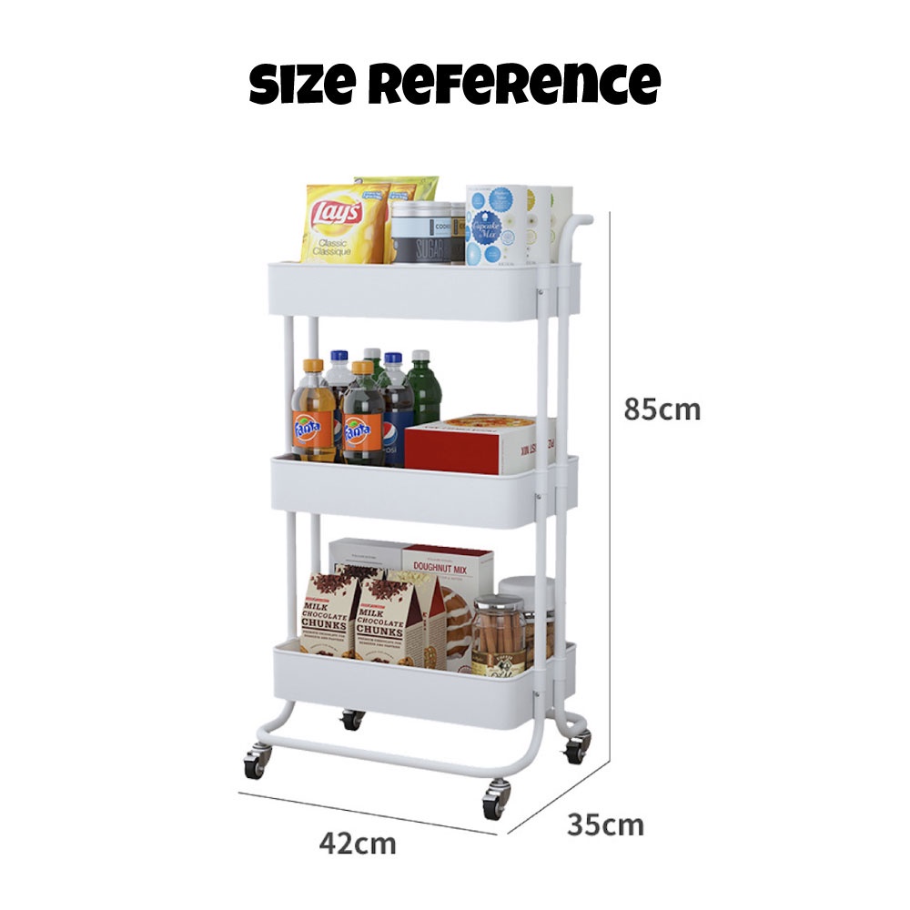 ALLSTAR 3 Tier Trolley Multipurpose Trolley Cart Small Trolley Rack 3 ...
