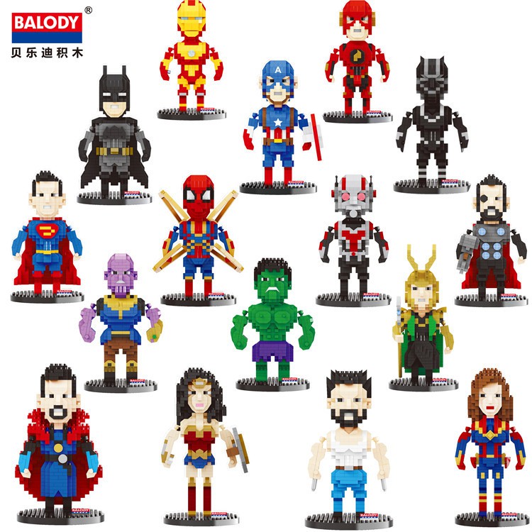Balody mini blocks Hulk cartoon super hero model batman ironman auction ...