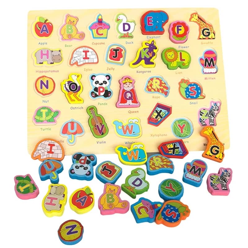 Wooden 3D Learning Animal ABC Letter Alphabet Sorting Matching Pairing ...