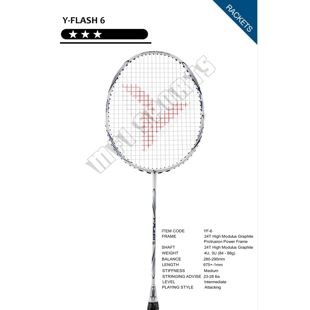 YOUNG (YANG YANG) Badminton Racket- Y-FLASH 6 [FREE STRING-Rainbow 68 ...