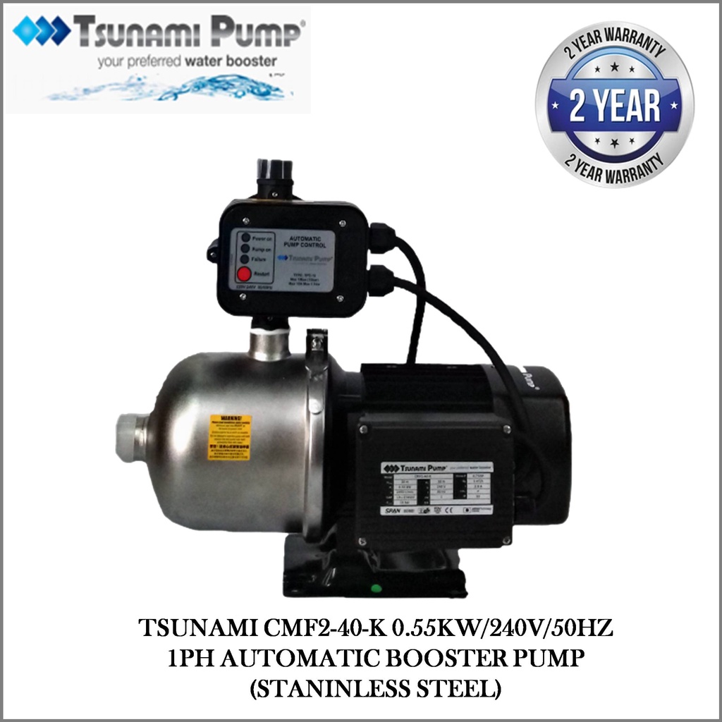 TSUNAMI CMF2-40-K 0.55KW/240V/50HZ 1PH AUTOMATIC BOOSTER PUMP ...