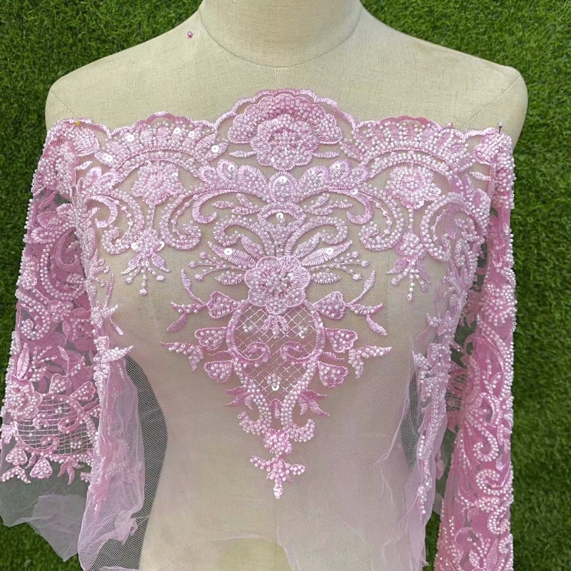 Premium Border Lace Manik Tinggi 29cm Renda Labuci Manik Lace Baju ...