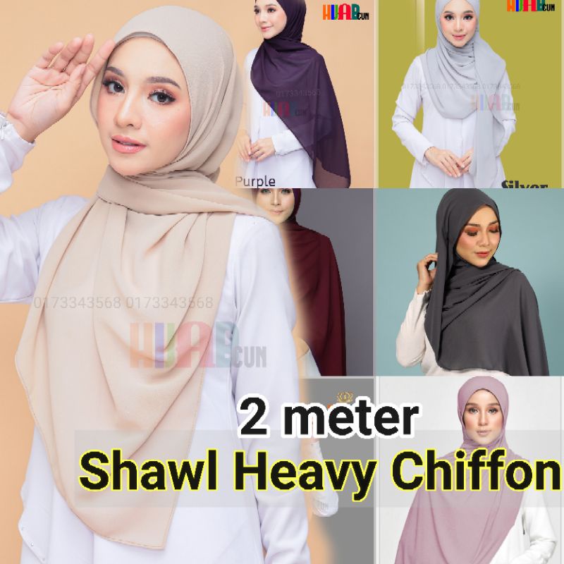 2 METER Tudung Shawl Chiffon Selendang Ironless Hitam Putih Keknis ...